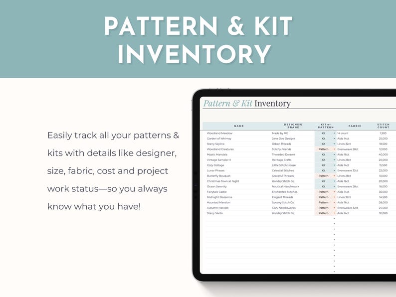 Cross Stitch Project Planner, Inventory and DMC Color Chart (google ...