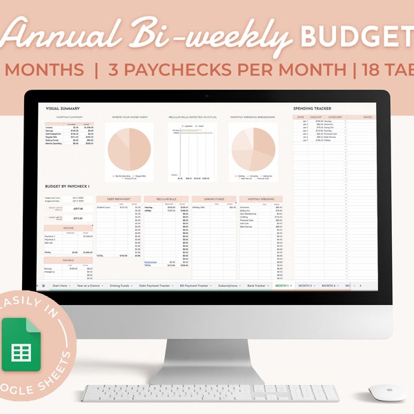 Ultimate Bi-weekly Budget by Paycheck Spreadsheet Template for Google ...