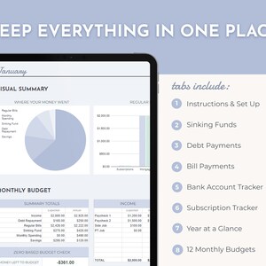 Monthly Budget Planner | Bill Tracker | Expense Tracker | Annual ...