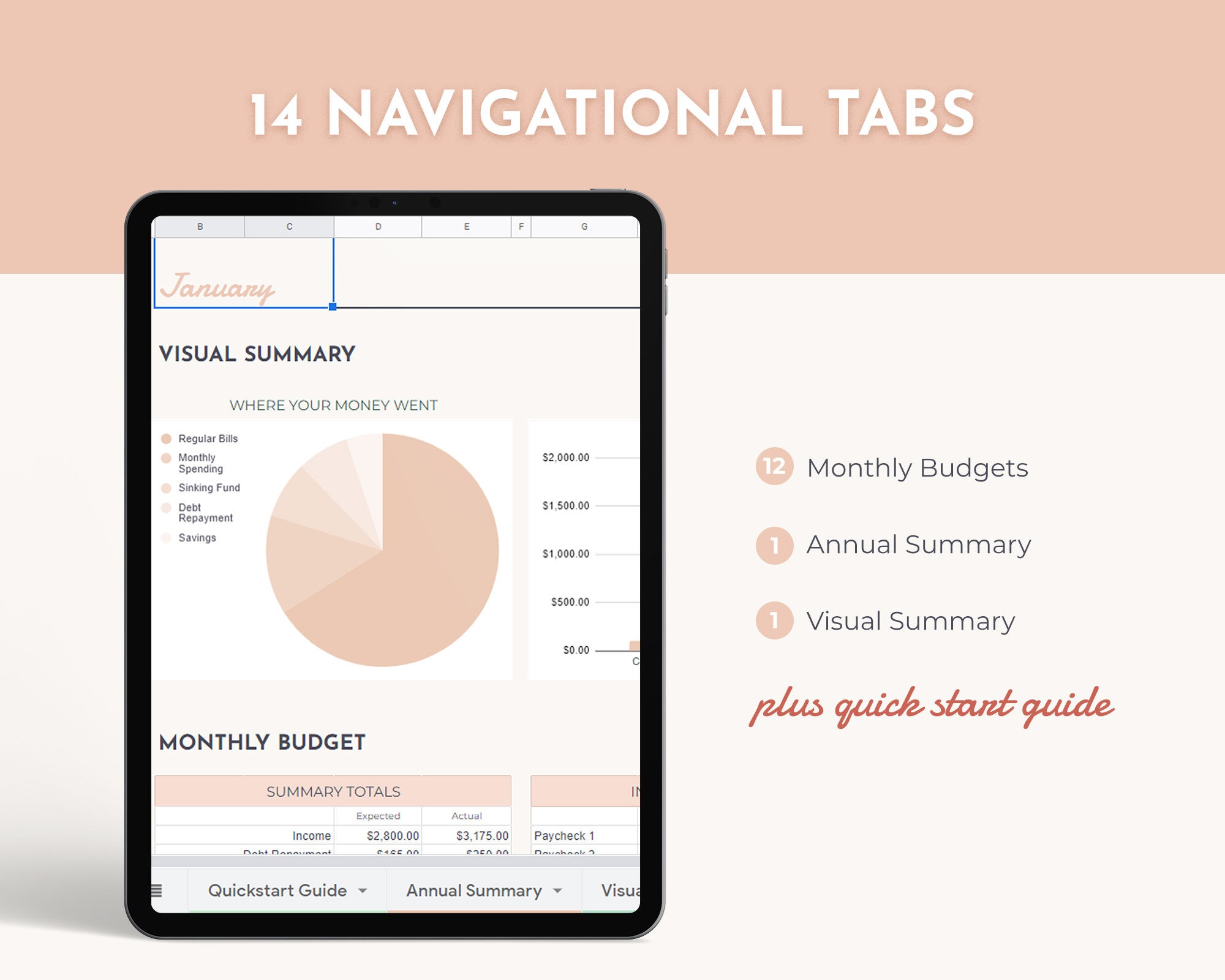 Annual Budget Google Sheets, Personal Finance Dashboard, Yearly Finance ...