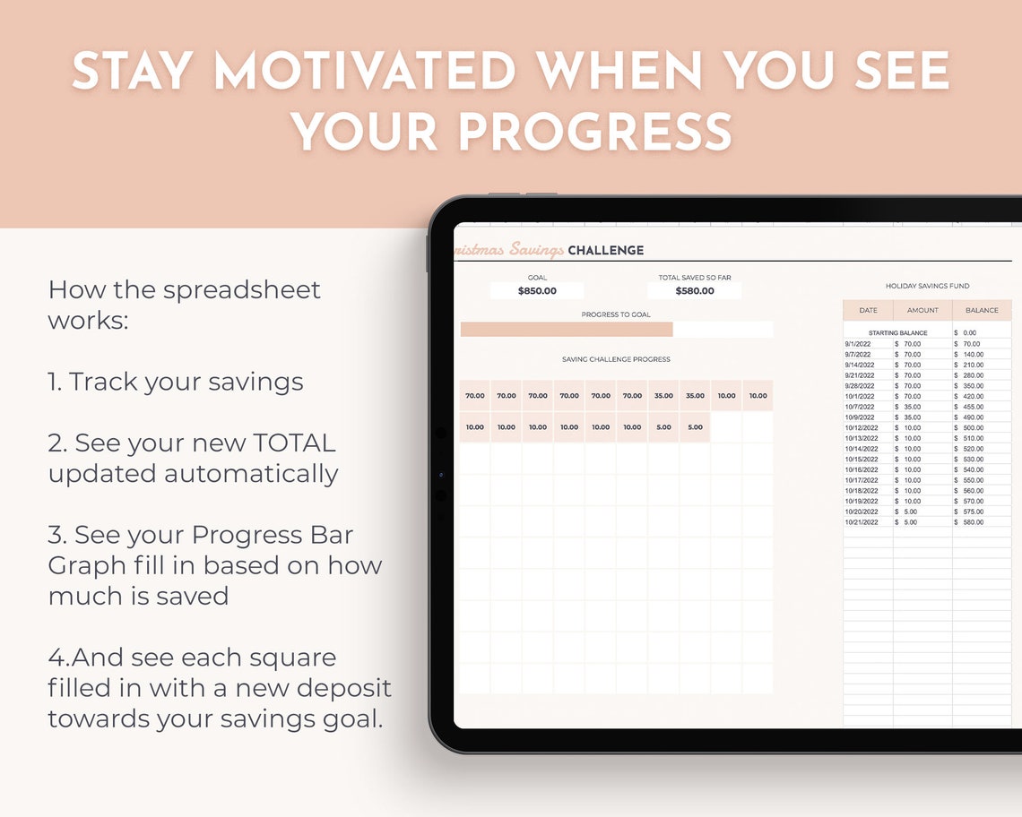 Christmas Savings Challenge, Budget Spreadsheet Excel, Google Sheets ...