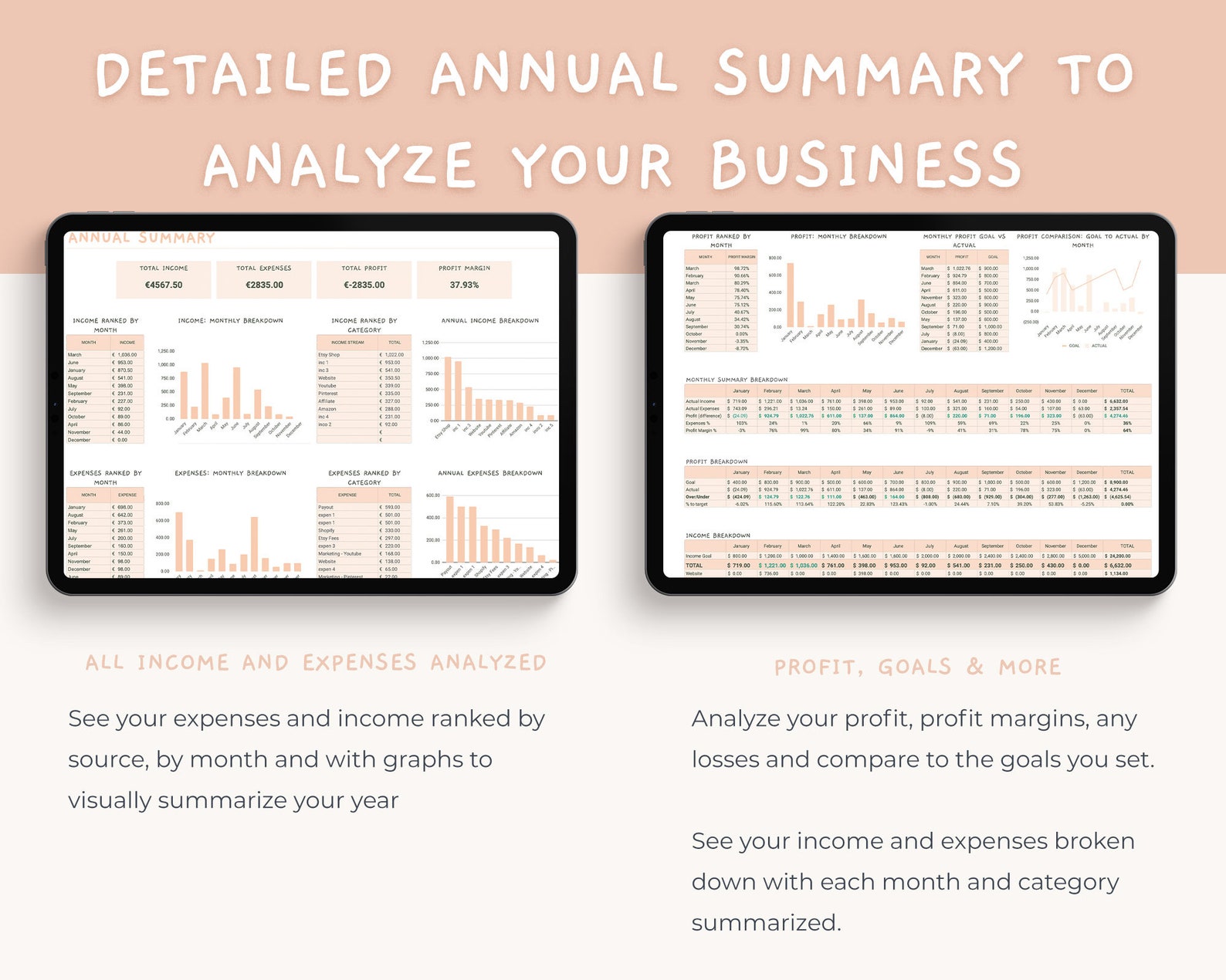 Small Business Bookkeeping, Cute Excel Bookkeeping Spreadsheet, Google ...