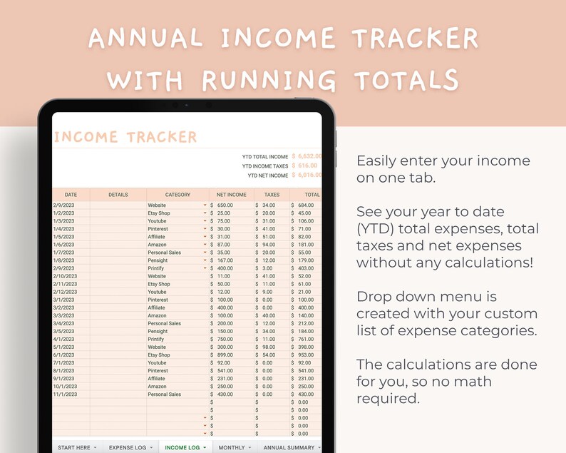 Small Business Bookkeeping, Cute Excel Bookkeeping Spreadsheet, Google ...