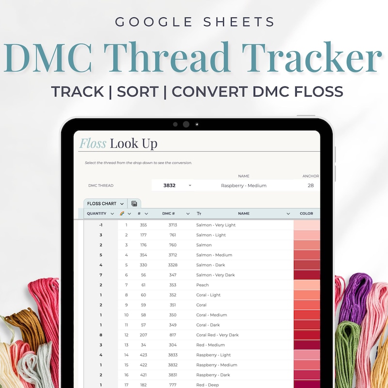 Dmc Floss Chart Tracker - Etsy UK