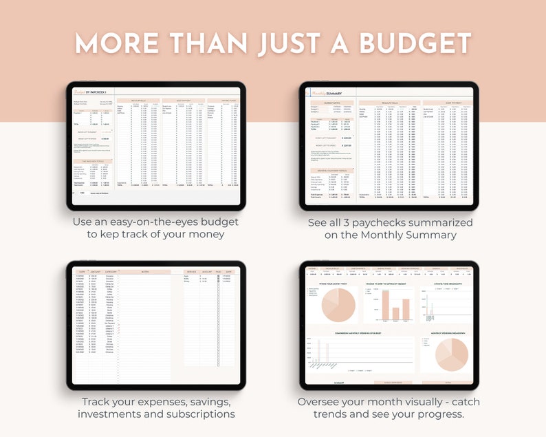 Excel Bi Weekly Budget Template Bundle Monthly Budget Spreadsheet