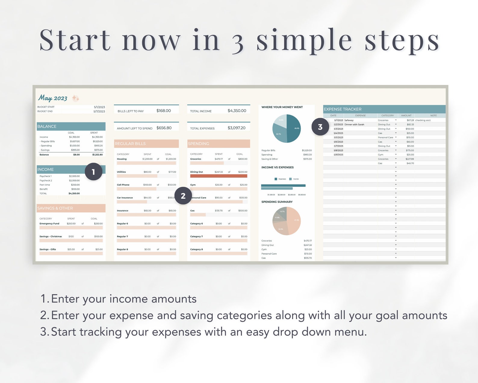 Easy Budget Template Google Sheets | Monthly Budget Spreadsheet ...