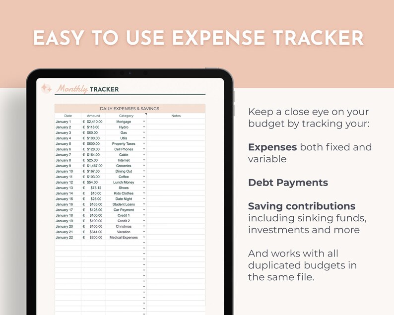 Express Monthly Budget Spreadsheet, Google Sheets Easy Budget Template ...