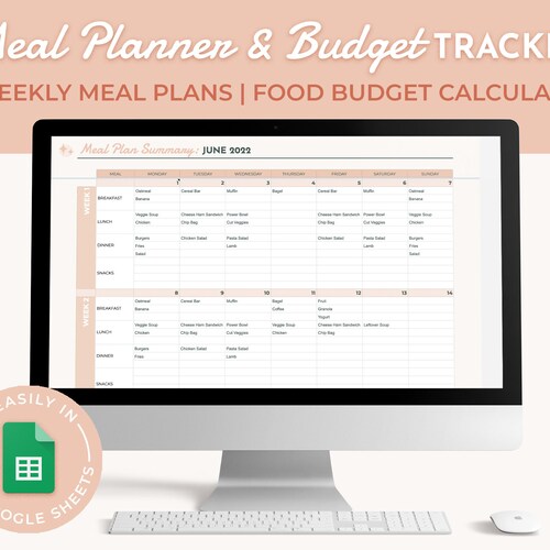 Digital Meal Planner With Shopping List and Budget Instant - Etsy