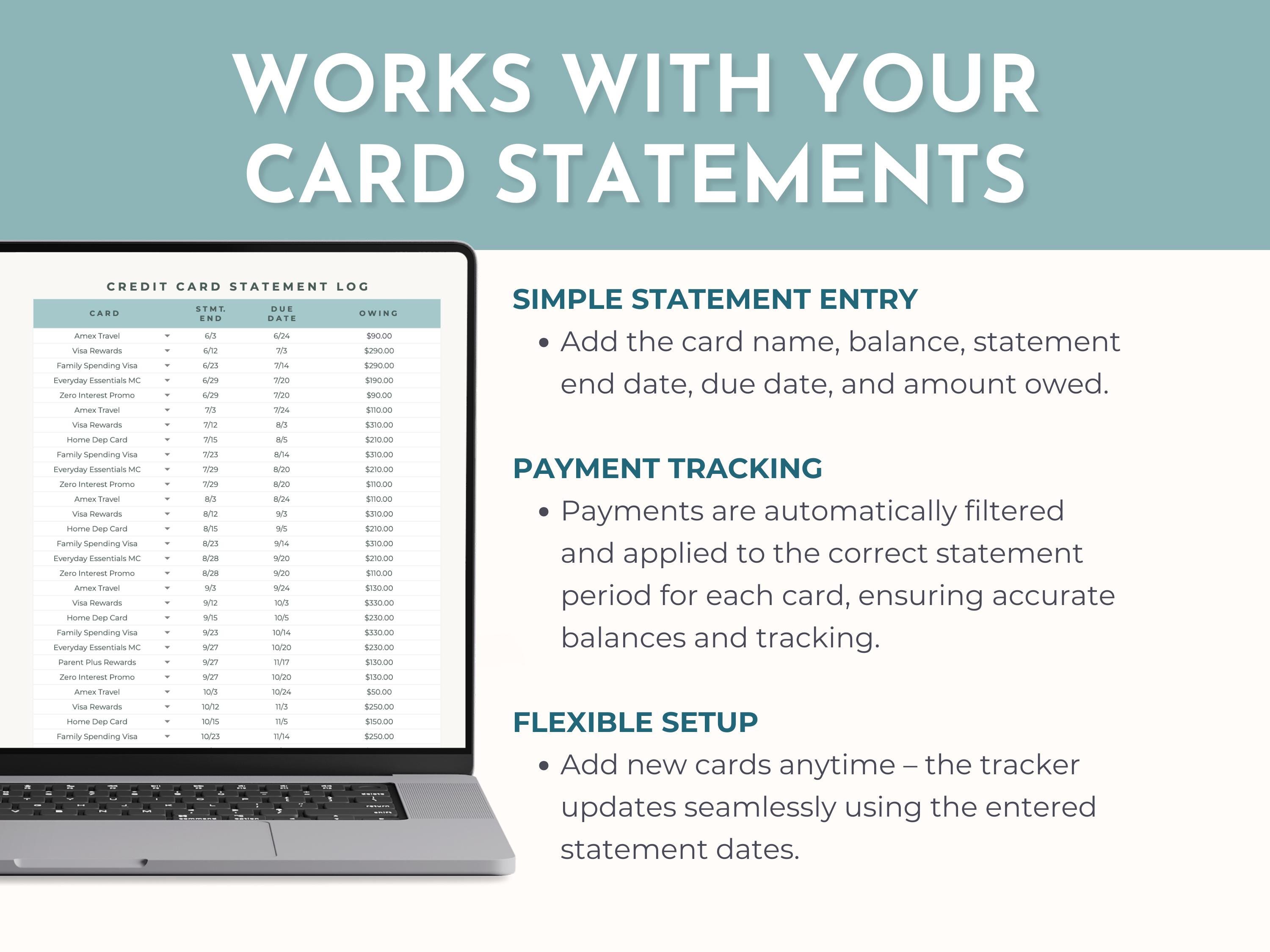 Credit Card Payoff Spreadsheet Excel, Credit Card Tracker Log Template ...