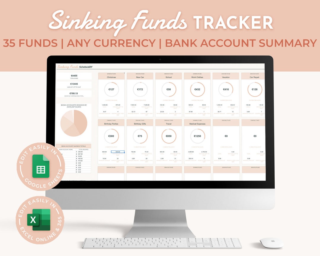 Sinking Funds Tracker Excel, Budget Spreadsheet Google Sheets Excel ...