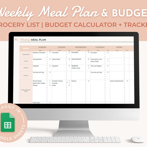 Digital Meal Planner With Shopping List and Budget Instant - Etsy
