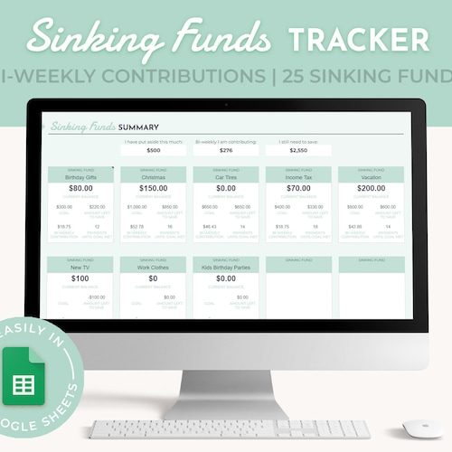 Sinking Funds Tracker Spreadsheet Google Sheets Savings - Etsy