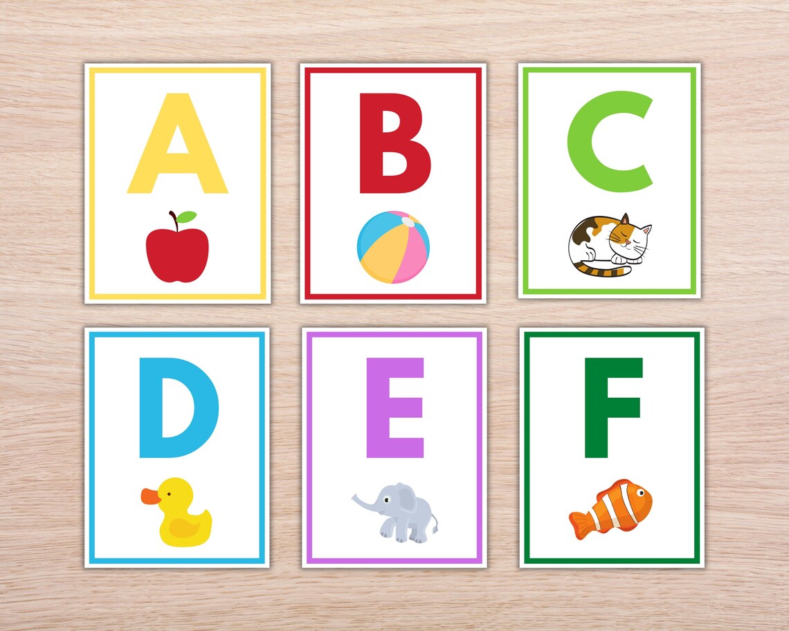 Printable ABC Flashcards Colorful - Etsy