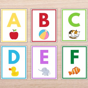 Printable ABC Flashcards Colorful - Etsy