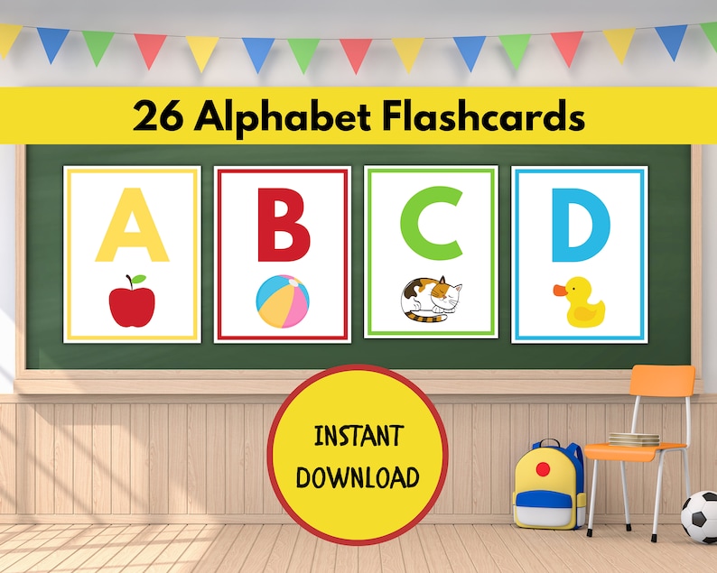 ABC Flashcards Colorful, Alphabet Flashcards, Tarjetas educativas ...