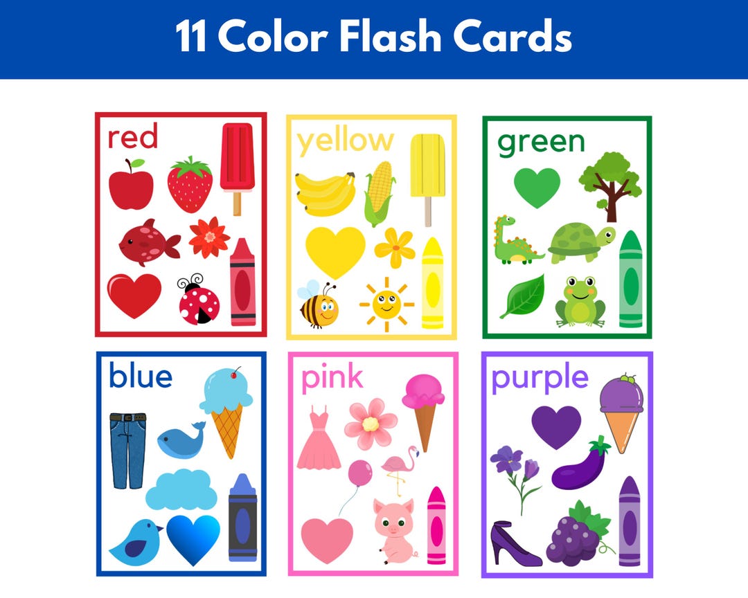 Color Flashcards, Preschool Flashcards, Printable Color Cards, Learning ...