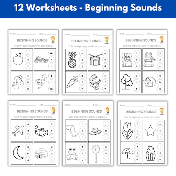 Beginning Sounds Worksheets | Printable Alphabet Worksheets | Phonics ...