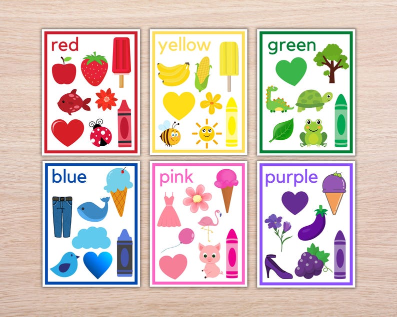 Color Flashcards, Preschool Flashcards, Printable Color Cards, Learning ...