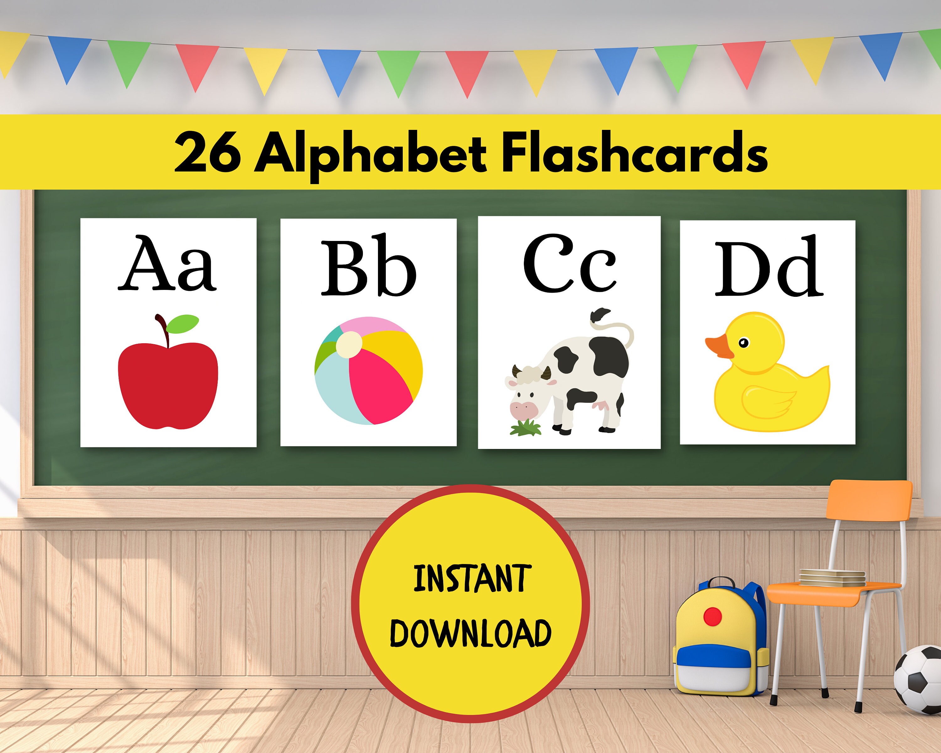 ABC Flashcards Colorful and Printable - Etsy