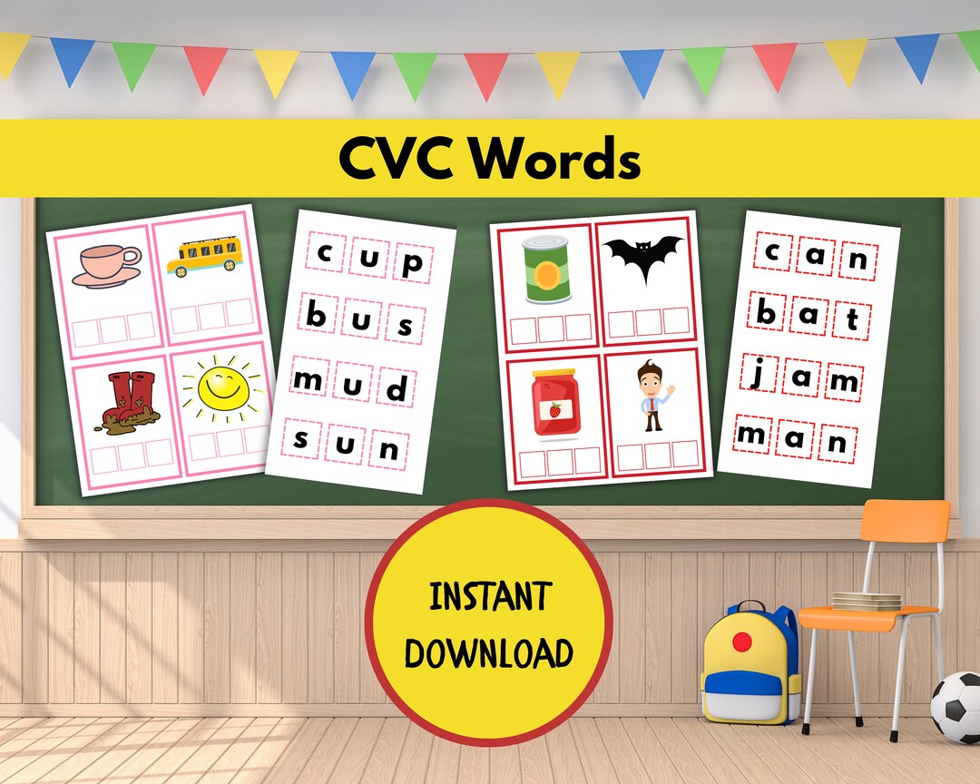 CVC Words, Sight Words Flashcards Printable, Spelling & Writing ...