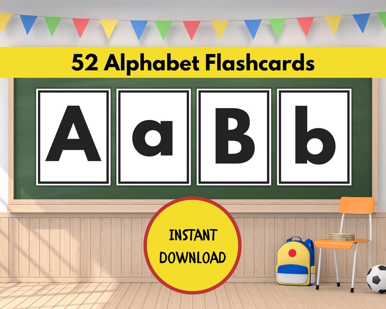 ABC Flashcards Black and White Printable - Etsy