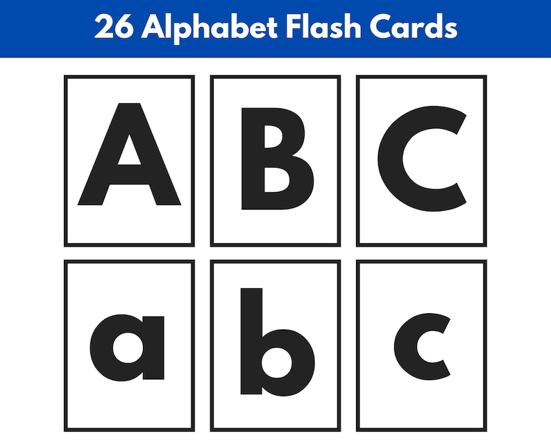 ABC Flashcards Black and White Printable - Etsy
