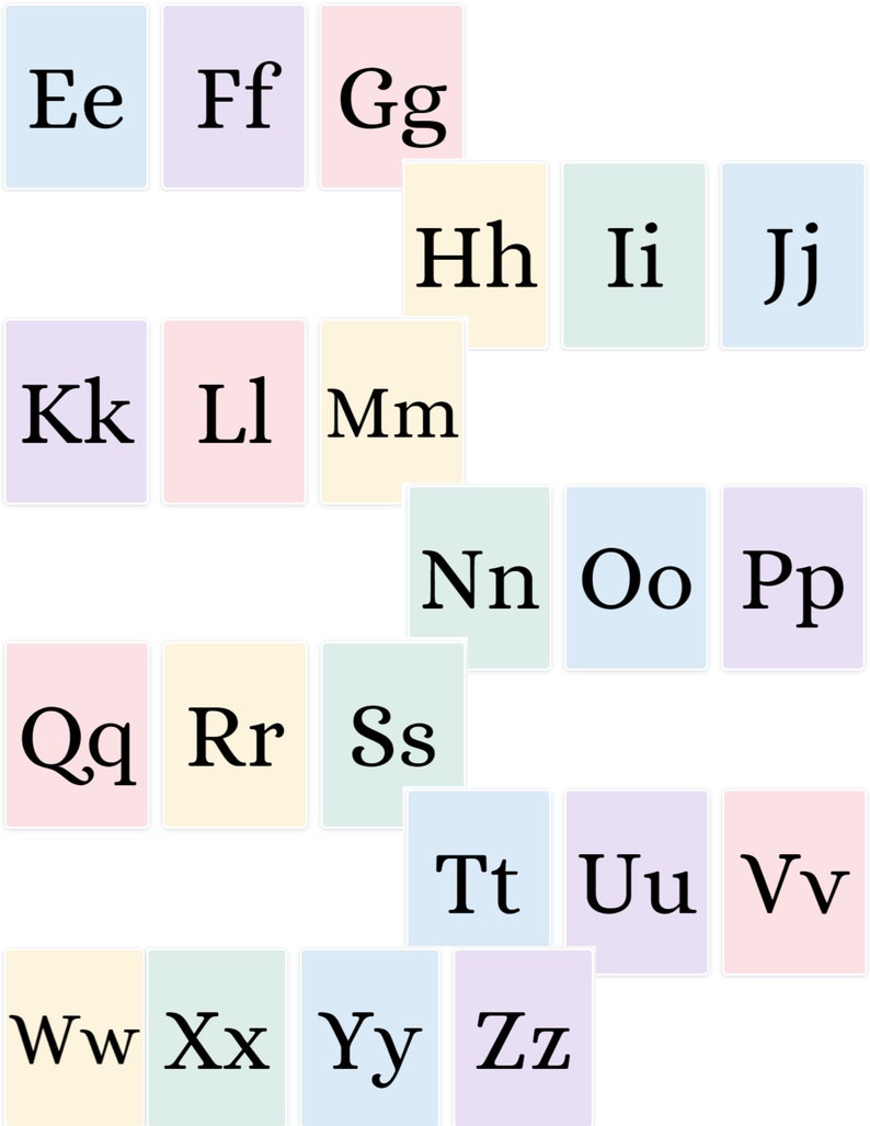 ABC Flashcards Colorful Pastel, Alphabet Flashcards, Educational Cards ...
