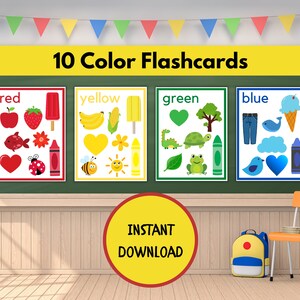 Color Flashcards, Preschool Flashcards, Printable Color Cards, Learning ...