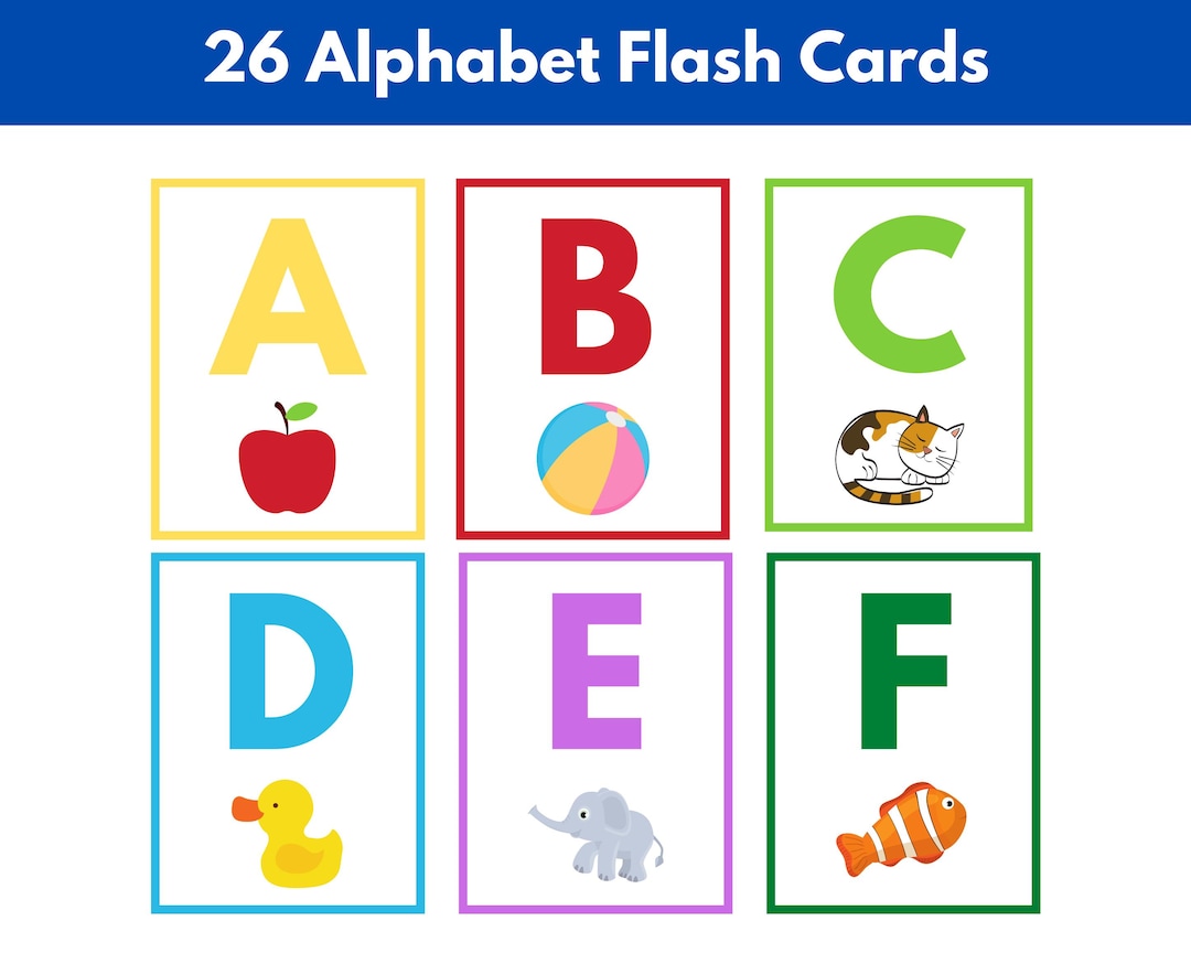 Printable ABC Flashcards Colorful - Etsy