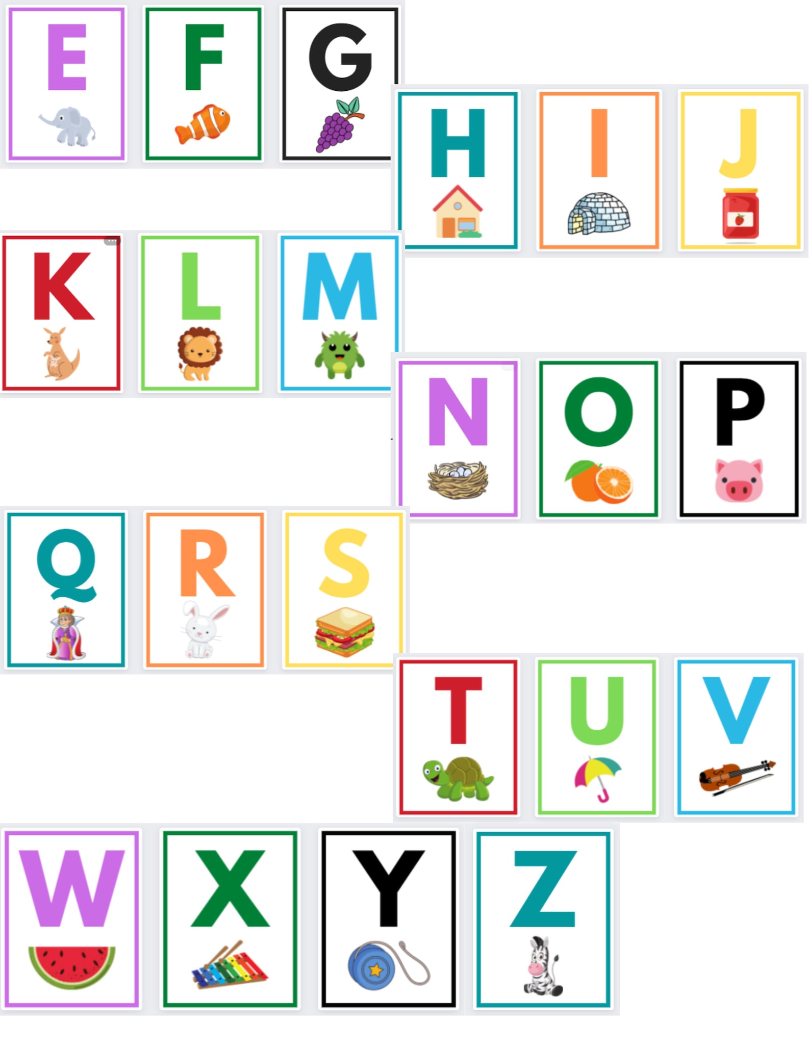 Printable ABC Flashcards Colorful - Etsy