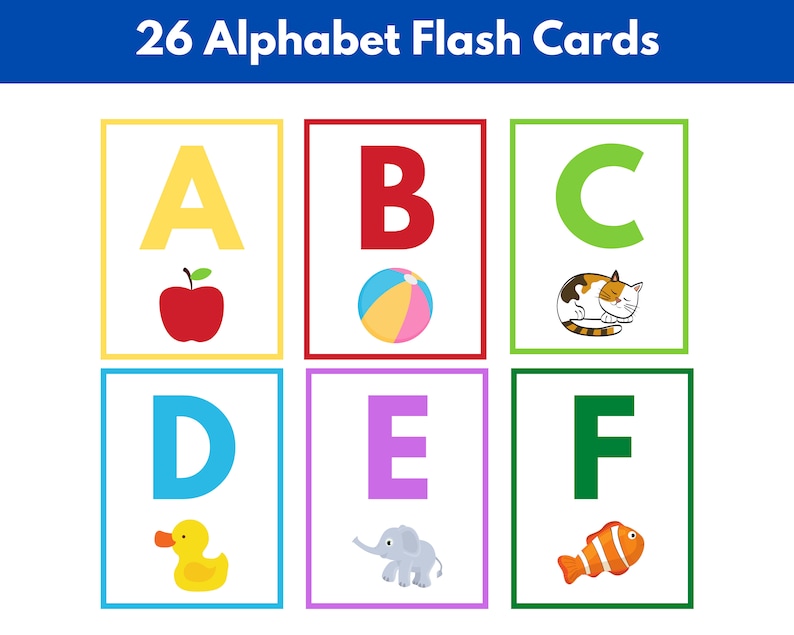 Cartes Flash alphabet coloré Flashcards ABC imprimables - Etsy France