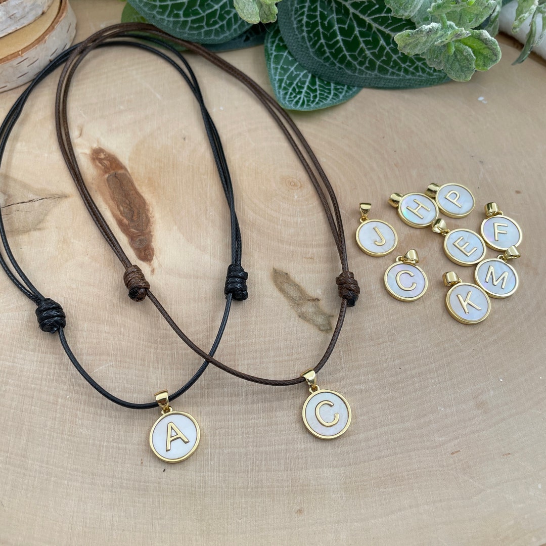 Custom Letter Necklace, Letter Charm Necklace, String Necklace ...