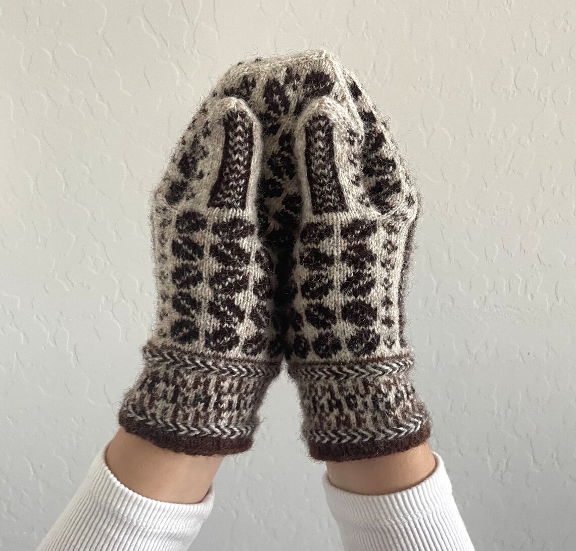 The Fika Mitten Knitting Pattern Colorwork Espresso Mittens With Ribbed ...