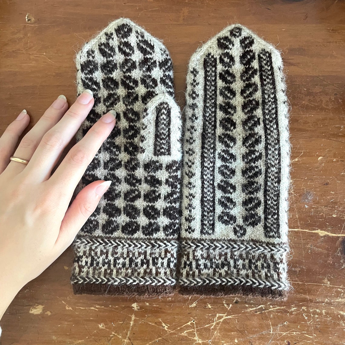The Fika Mitten Knitting Pattern Colorwork Espresso Mittens With Ribbed ...