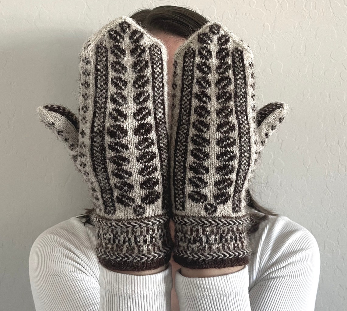 The Fika Mitten Knitting Pattern Colorwork Espresso Mittens With Ribbed ...
