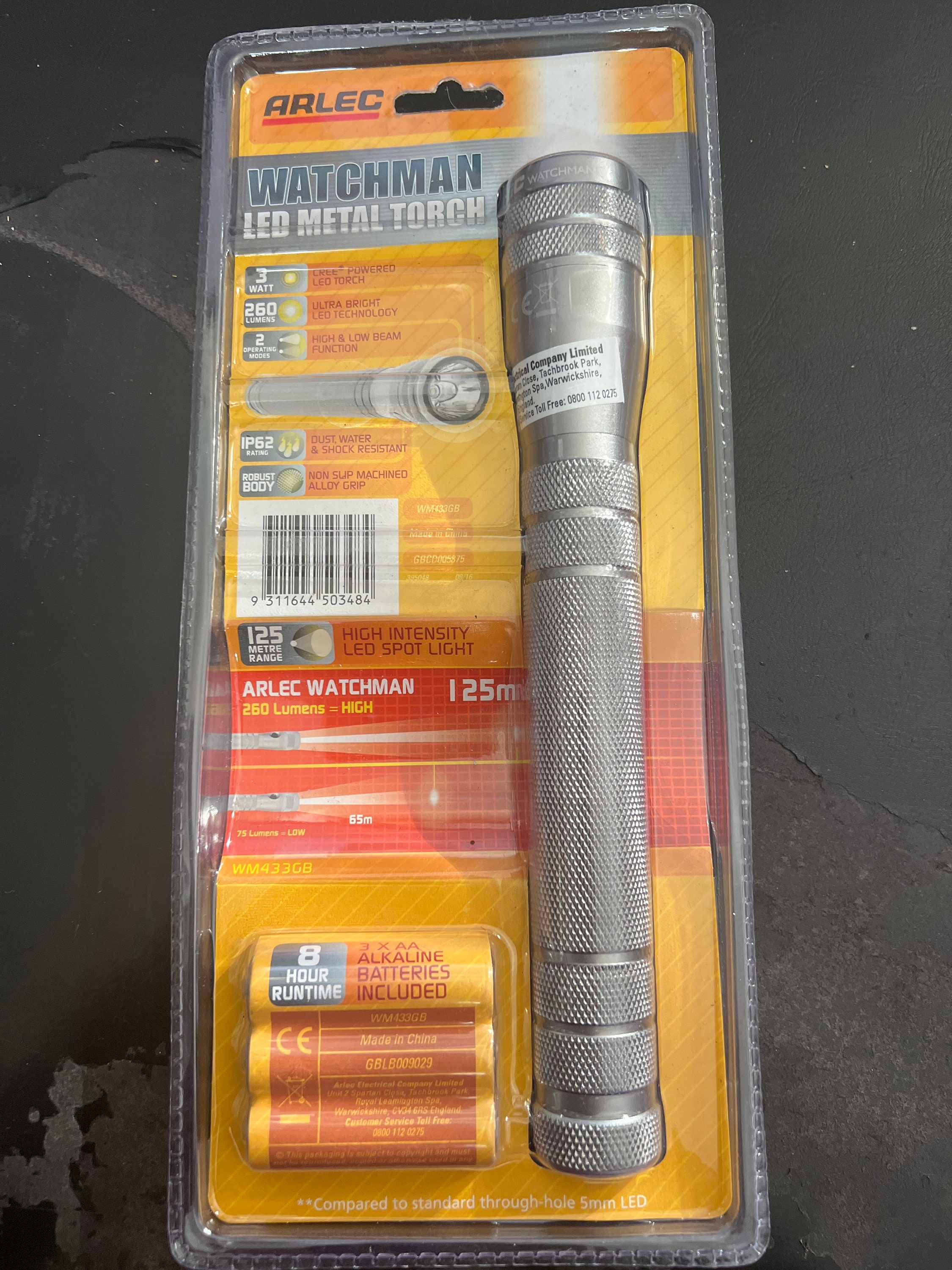 Arlec Watchman LED Metal Torch 30 X More Brighter Then Standard Torch ...