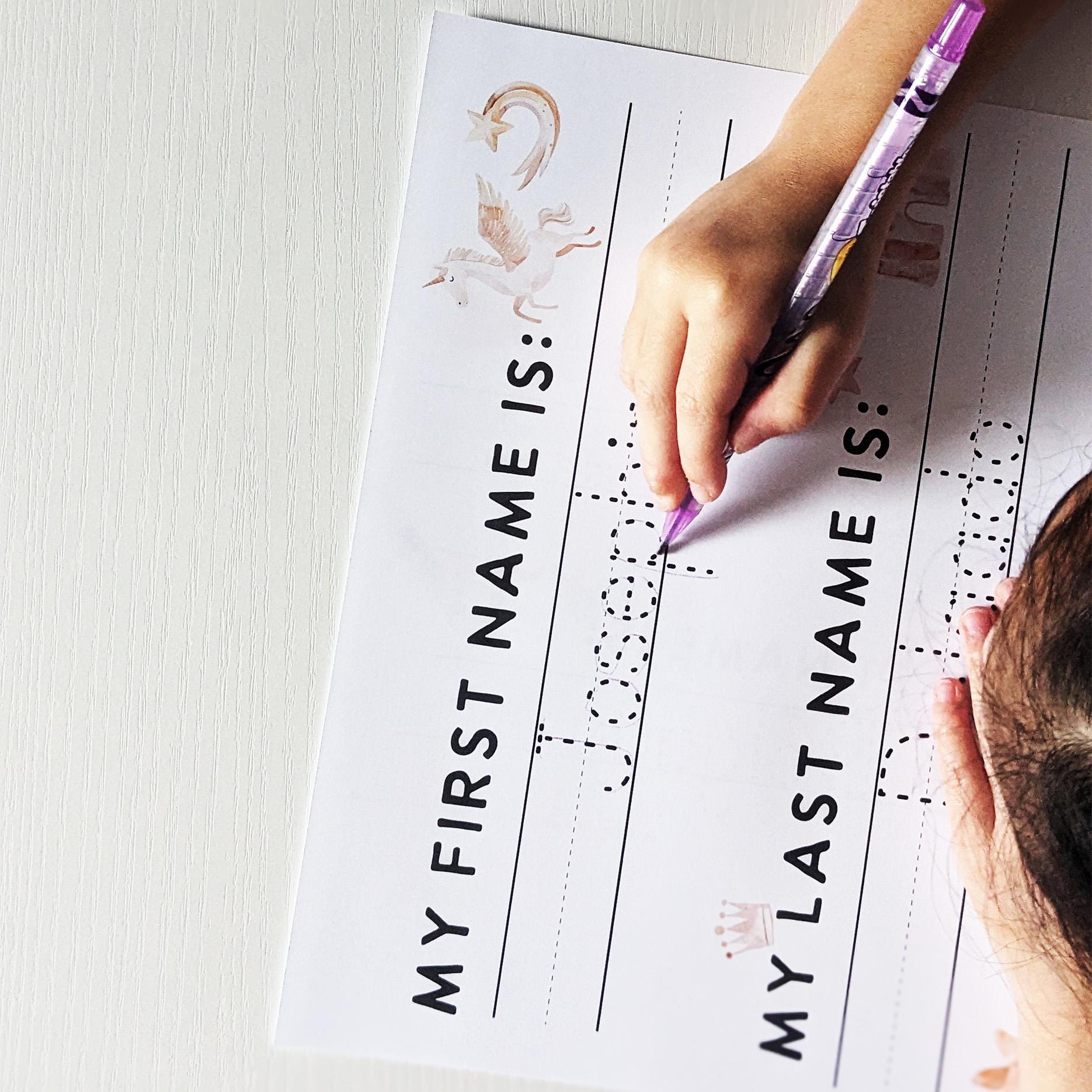Unicorn Name Trace Sheet, Custom Name Trace Page, Handwriting Practice ...