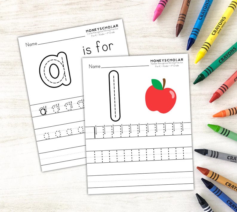 Alphabet and Number Tracing Sheets Bundle, Writing Practice for Kids ...