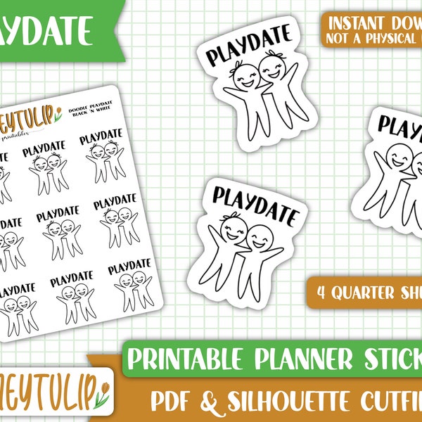 Playdate Black White Printable - Etsy