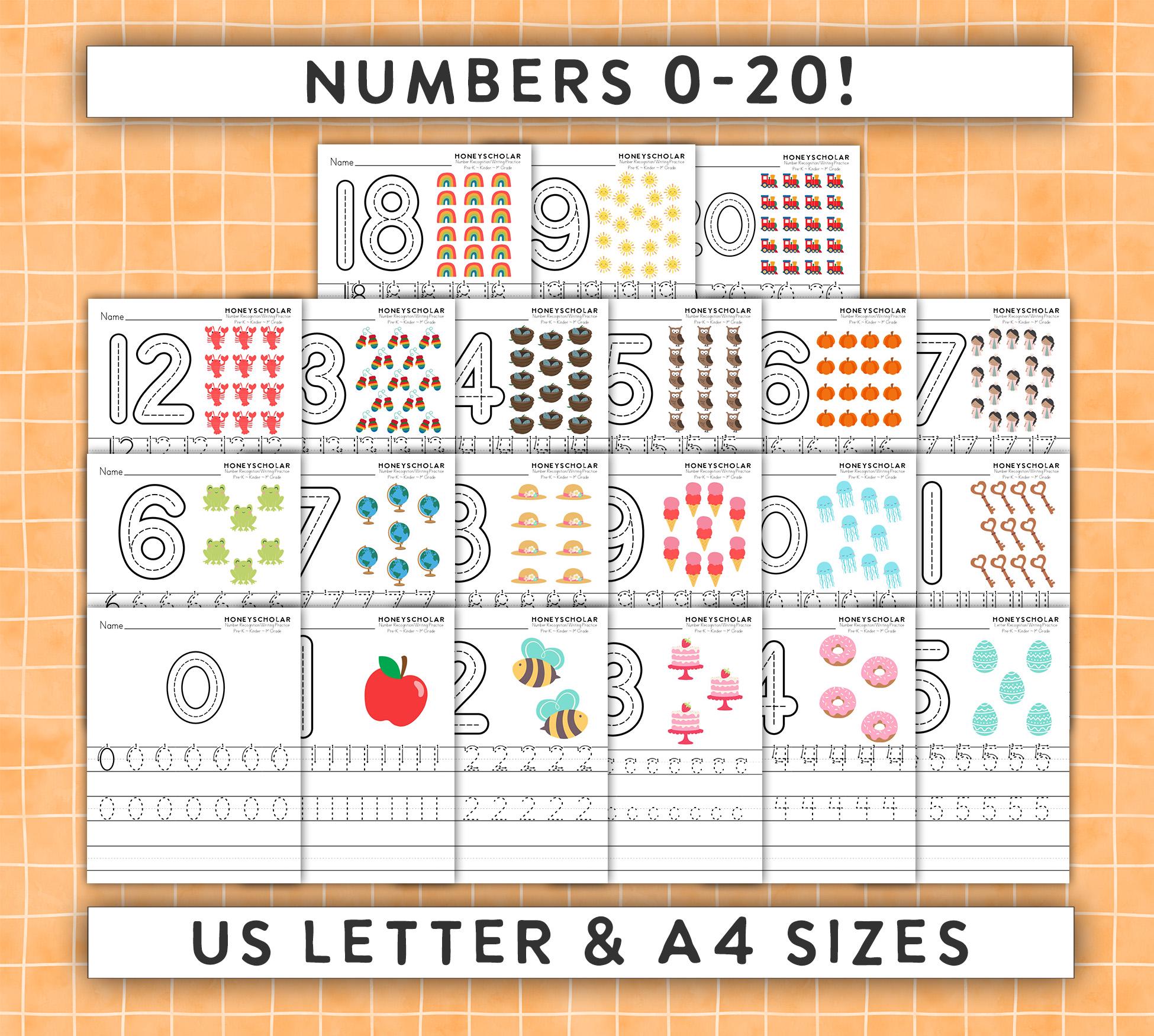 Alphabet and Number Tracing Sheets Bundle, Writing Practice for Kids ...