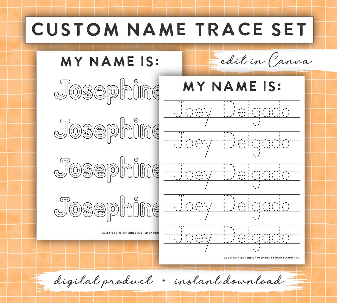 Custom Name Trace Sheets, Name Tracing Pages, Handwriting Practice ...