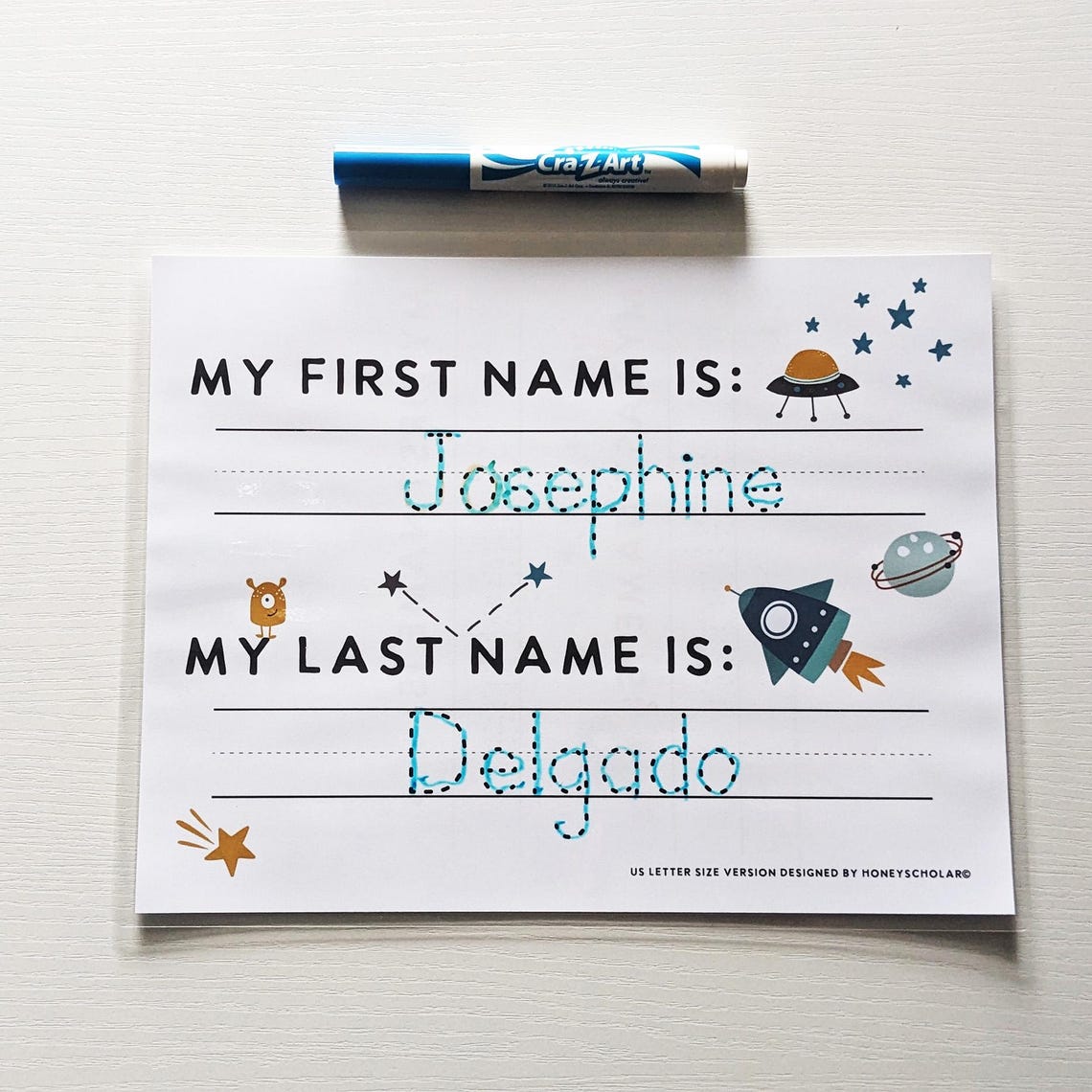 Spaceship Name Trace Sheet, Custom Name Trace Page, Handwriting ...