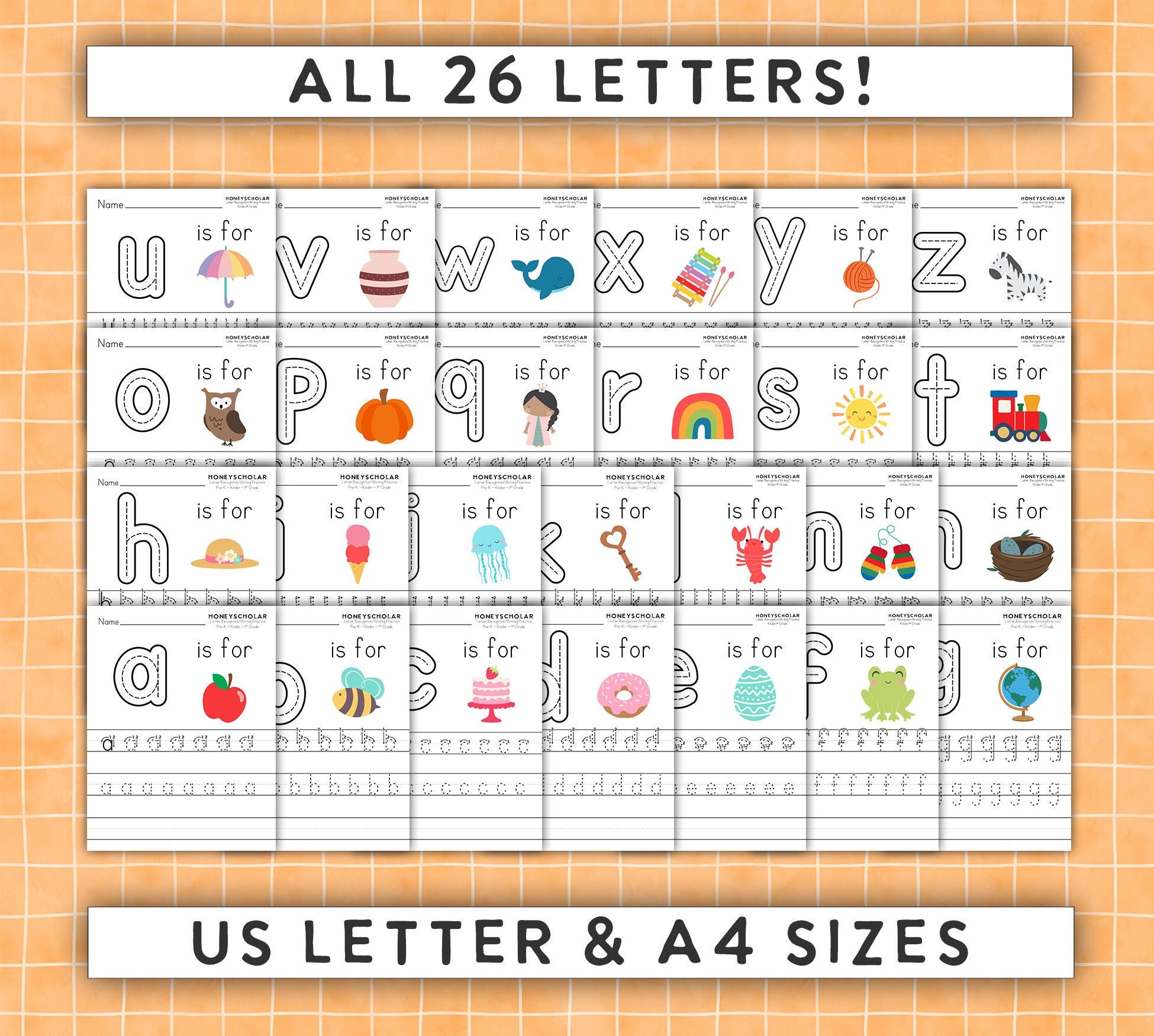 Alphabet and Number Tracing Sheets Bundle, Writing Practice for Kids ...
