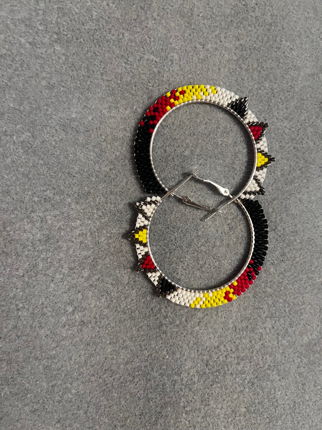 Large Native Beaded Hoop Earrings - Etsy