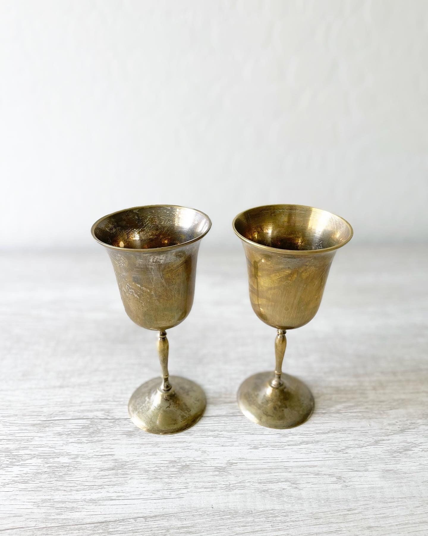 Vintage Brass Goblets Lovely Patina - Etsy