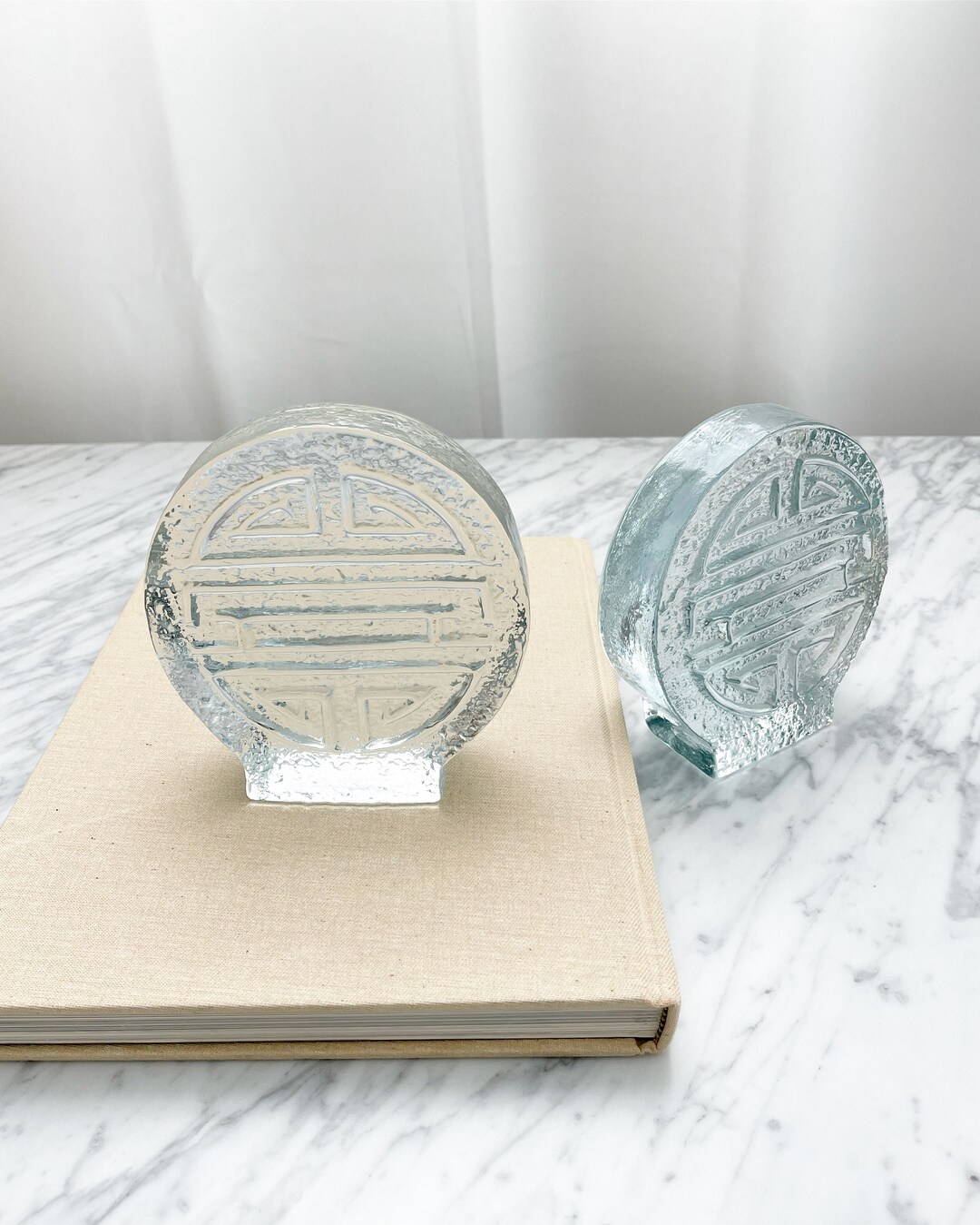 Unique Heavy Glass Bookends - Etsy