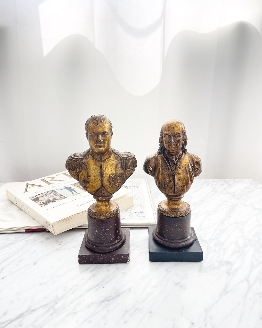 Vintage Classical Bust Statue Bookends - Borghese - Baroque Style Bust ...