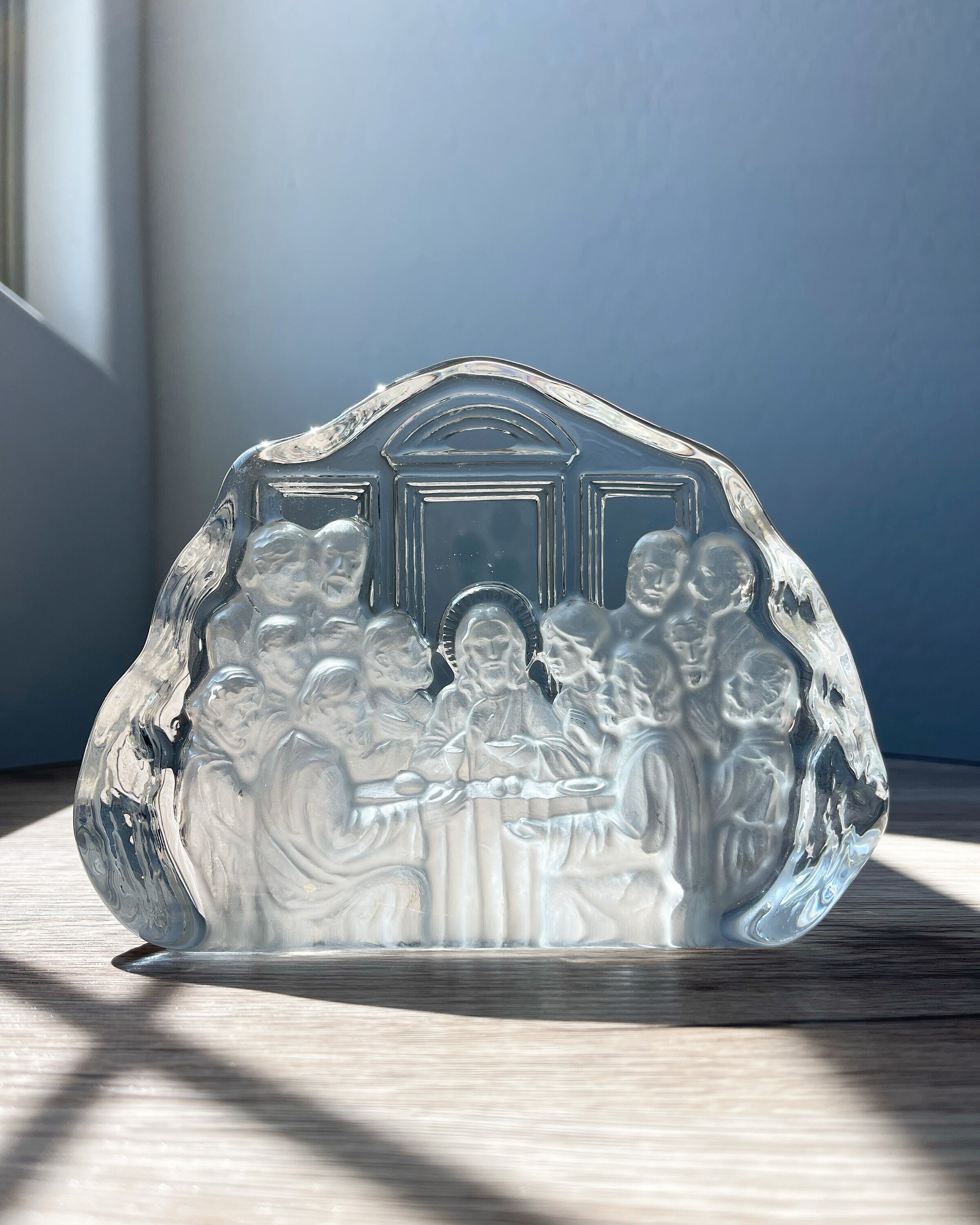 Vintage Last Supper Frosted Glass Sculpture Paperweight 3D Art - Etsy