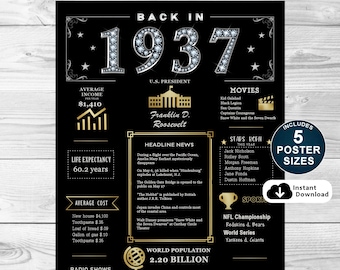Back in 1937 Birthday Poster - Etsy
