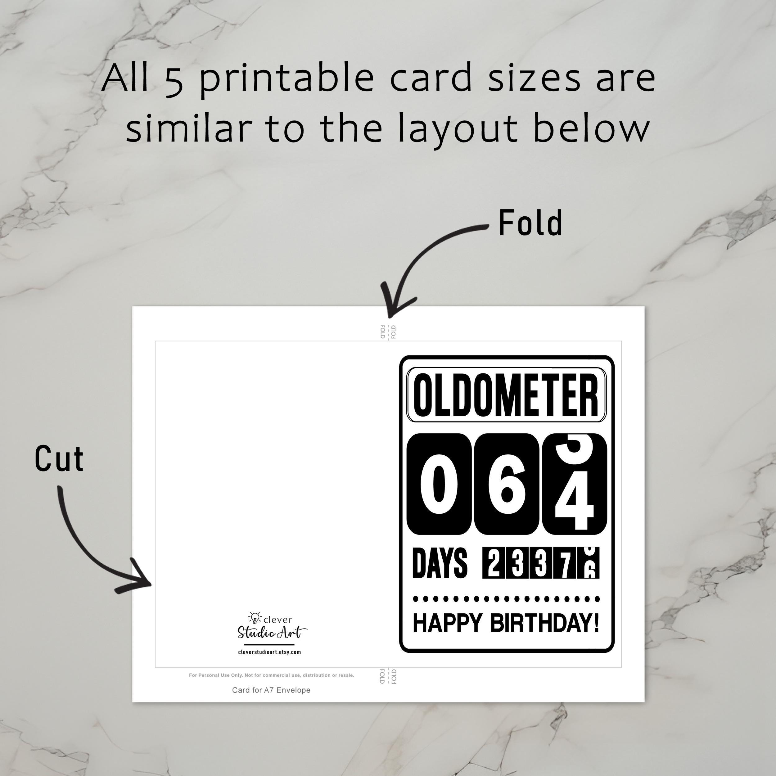 64th Birthday Card, Oldometer Birthday Card, Printable Birthday Card ...